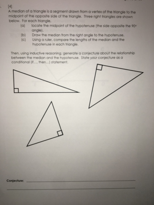 Solved 14) A median of a triangle is a segment drawn from a | Chegg.com