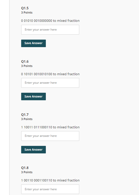 Solved Q1 Convert the following numbers from decimal to | Chegg.com