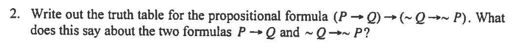 Solved 2. Write out the truth table for the propositional | Chegg.com