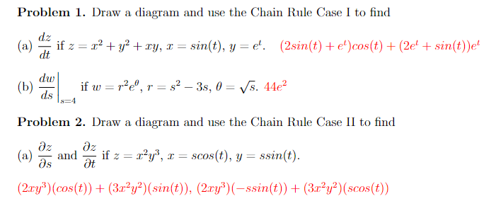 Solved Problem 1. Draw a diagram and use the Chain Rule Case | Chegg.com