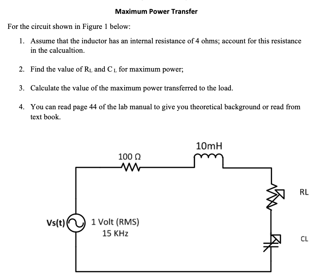 Solved Maximum Power Transfer For the circuit shown in | Chegg.com