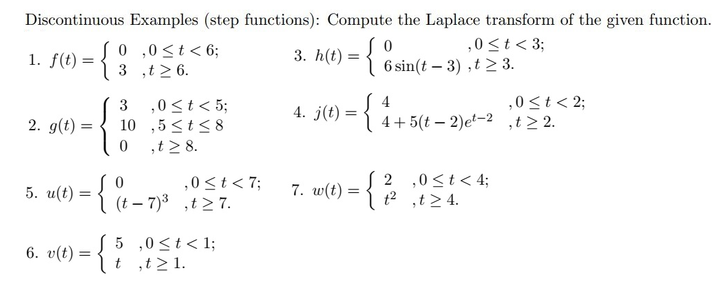 Solved Discontinuous Examples (step functions): Compute the | Chegg.com