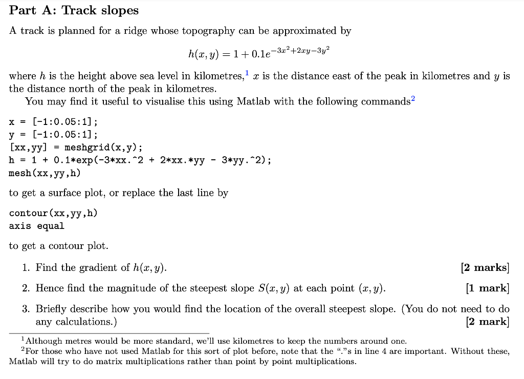 Solved 4. Possible locations for the overall steepest slope | Chegg.com