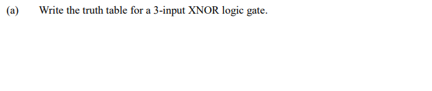 Solved (a) Write the truth table for a 3-input XNOR logic | Chegg.com