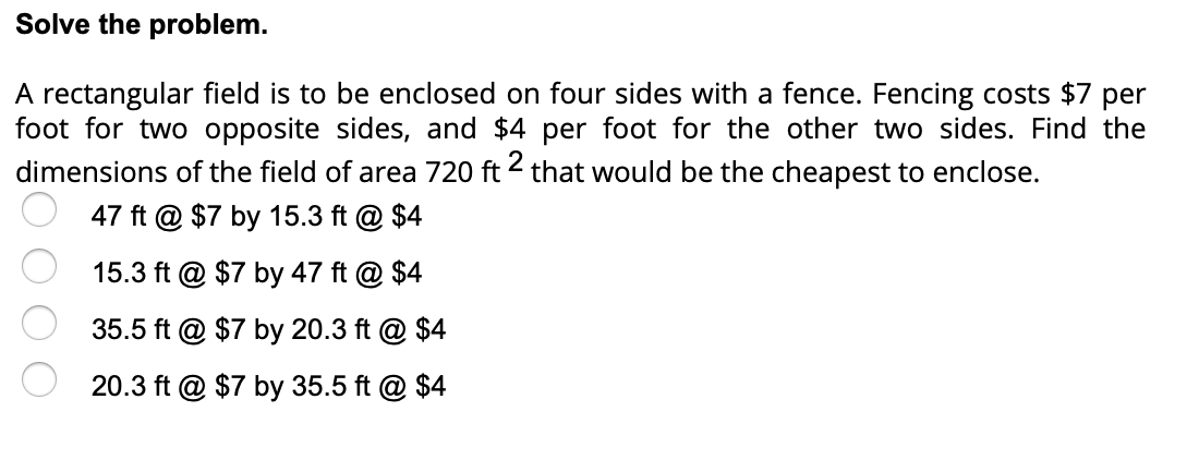 Solved Solve the problem. A rectangular field is to be | Chegg.com