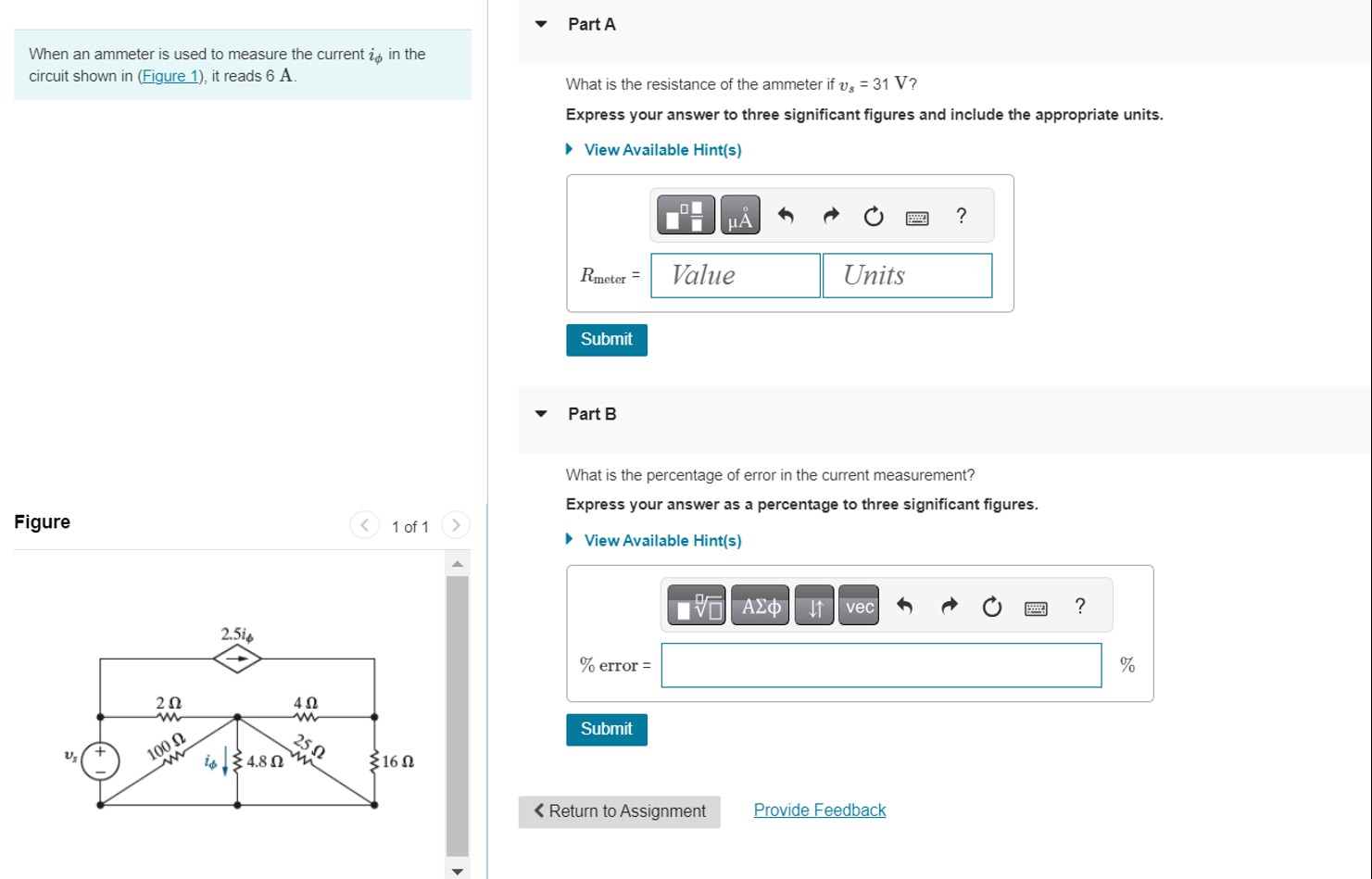 Solved When an ammeter is used to measure the current iϕ ﻿in | Chegg.com