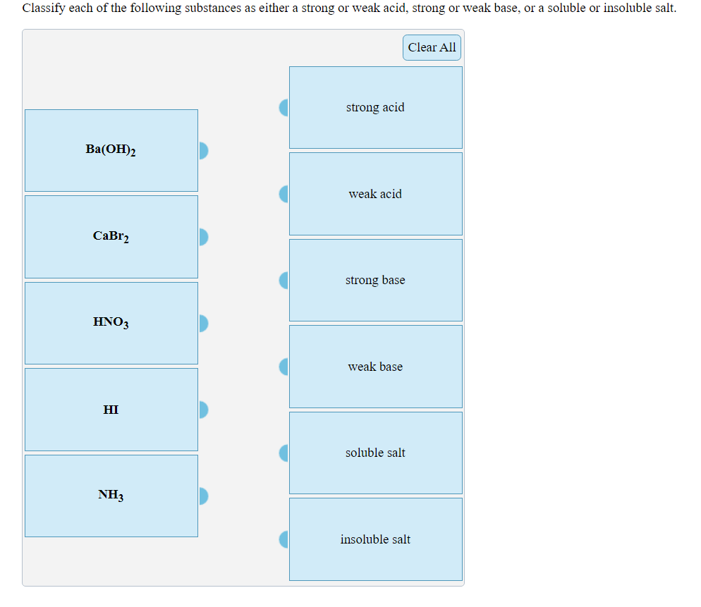 Solved Classify each of the following substances as either a | Chegg.com