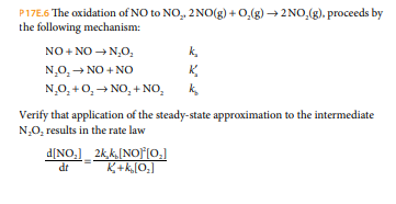 Solved P17E.6 The oxidation of NO to NO2,2NO(g)+O2( g)→2NO2( | Chegg.com