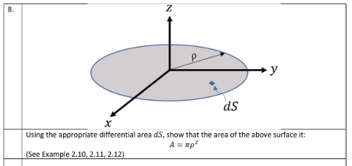 Solved 8. Z y ds х Using the appropriate differential area | Chegg.com