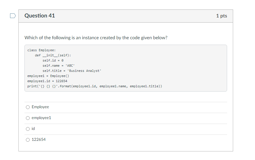 Solved Question 41 1 pts Which of the following is an | Chegg.com