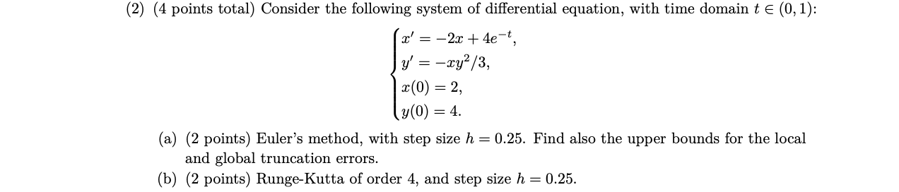 Solved (2) (4 points total) Consider the following system of | Chegg.com