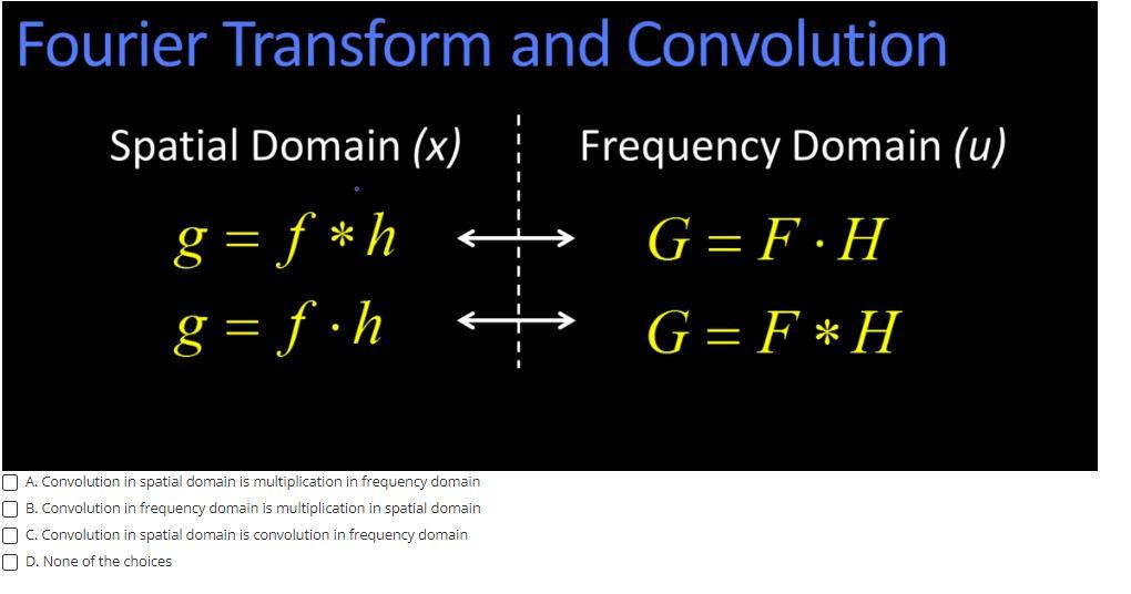 Solved Fourier Transform and Convolution Spatial Domain | Chegg.com