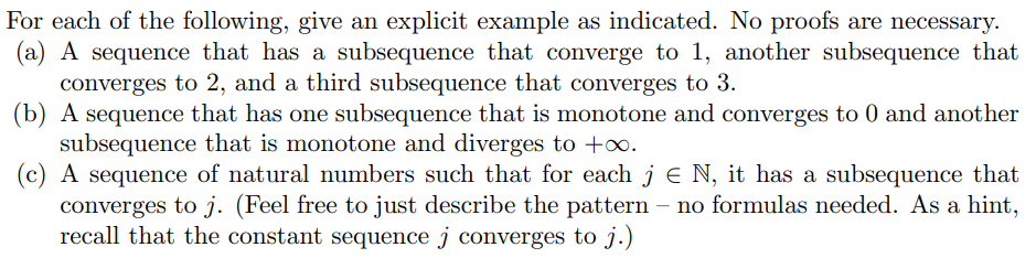 Solved For each of the following, give an explicit example | Chegg.com