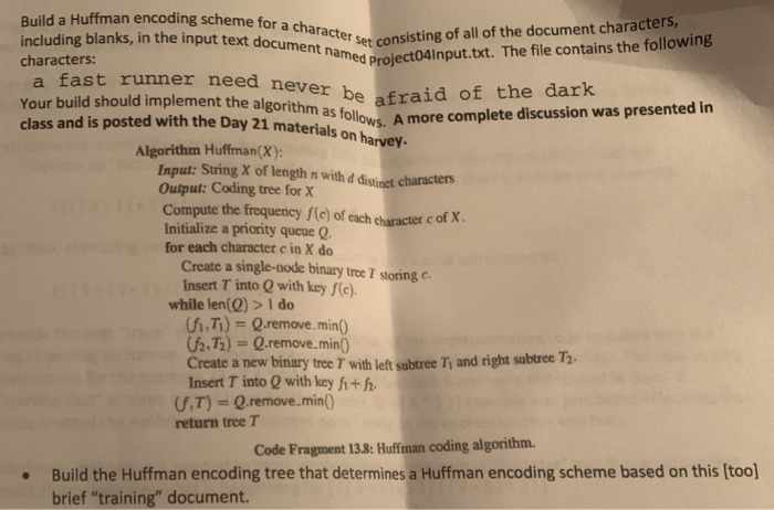 Build a Huffman encoding scheme for a character | Chegg.com