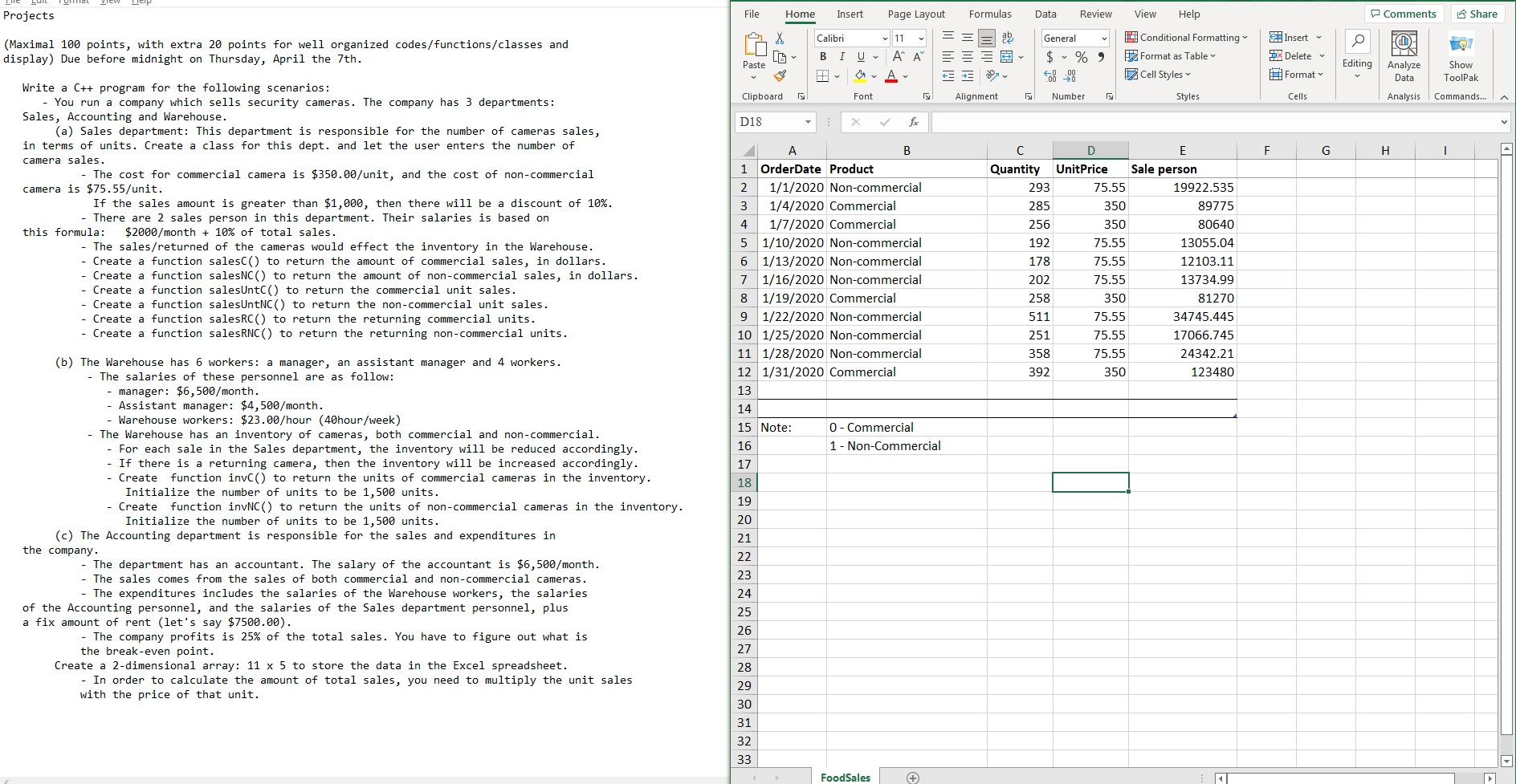 Solved Projects File Home Insert Page Layout Formulas Data | Chegg.com
