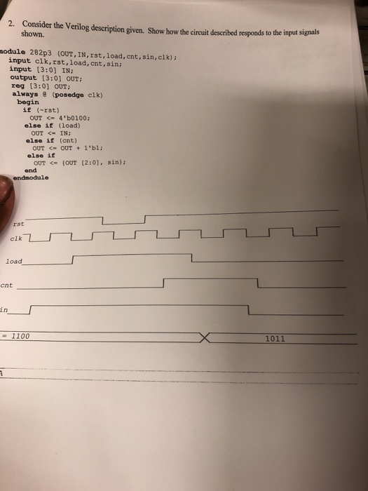 Solved 2 Consider The Verilog Description Given Show How