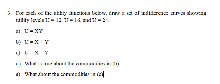 Solved For each of the utility functions below, draw a set | Chegg.com