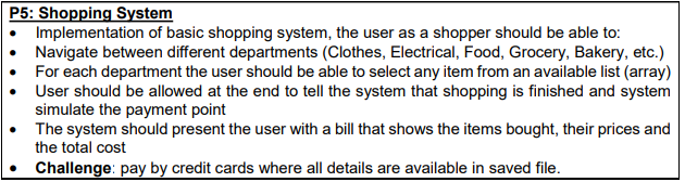 Solved P5: Shopping System Implementation of basic shopping | Chegg.com