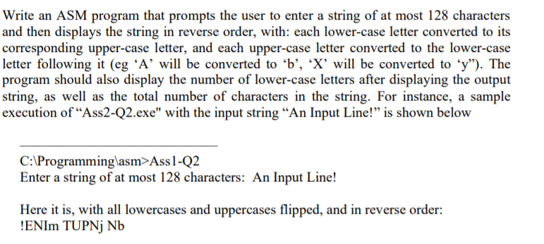 Write an ASM program that prompts the user to enter a | Chegg.com