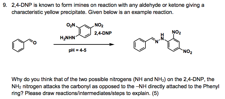 Solved 9. 2,4-DNP is known to form imines on reaction with | Chegg.com