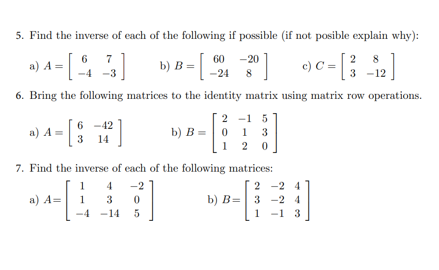Solved 5. Find the inverse of each of the following if | Chegg.com