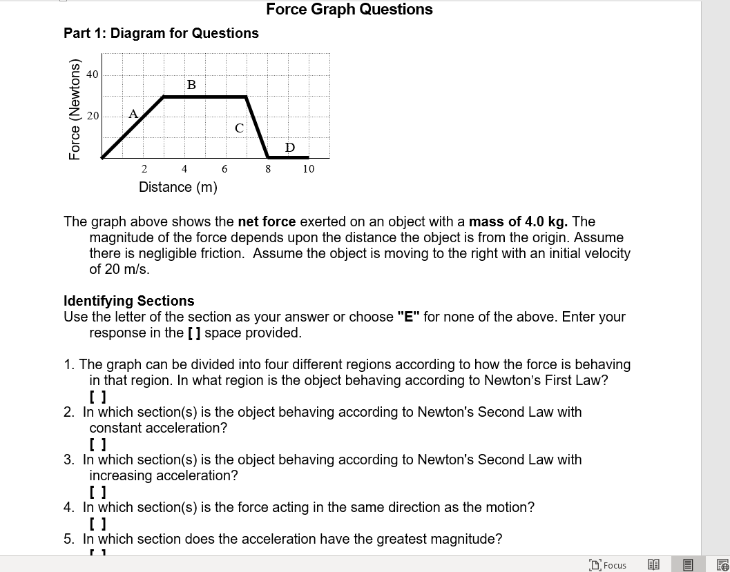 Solved Force Graph Questions Part 1: Diagram for Questions | Chegg.com