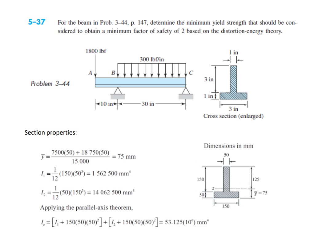 Solved 5-37 For the beam in Prob. 3-44, p. 147, determine | Chegg.com