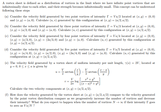 Solved A vortex sheet is defined as a distribution of | Chegg.com