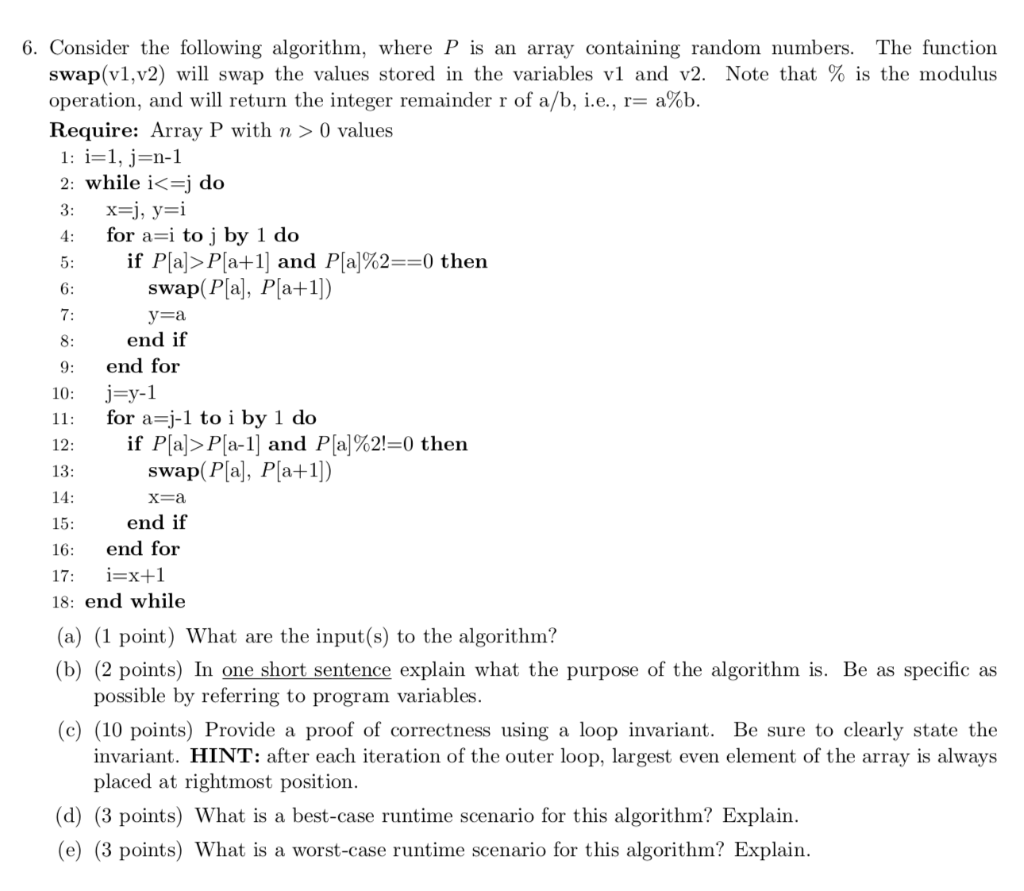 Solved 6. Consider the following algorithm, where P is an | Chegg.com