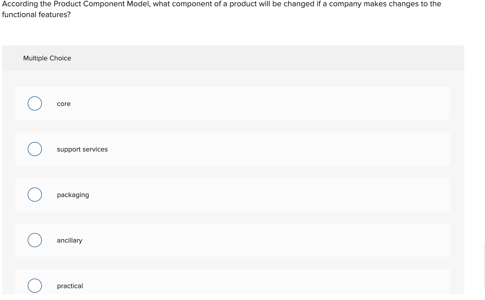 Solved According the Product Component Model, what component | Chegg.com