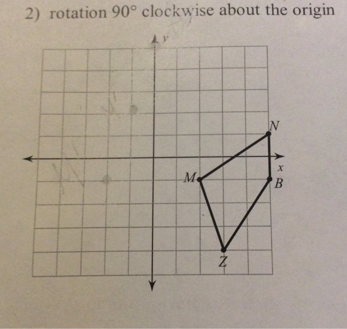 2) rotation 90° clockwise about the origin 3) | Chegg.com
