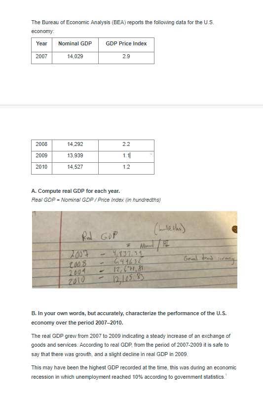 Solved The Bureau of Economic Analysis (BEA) reports the | Chegg.com