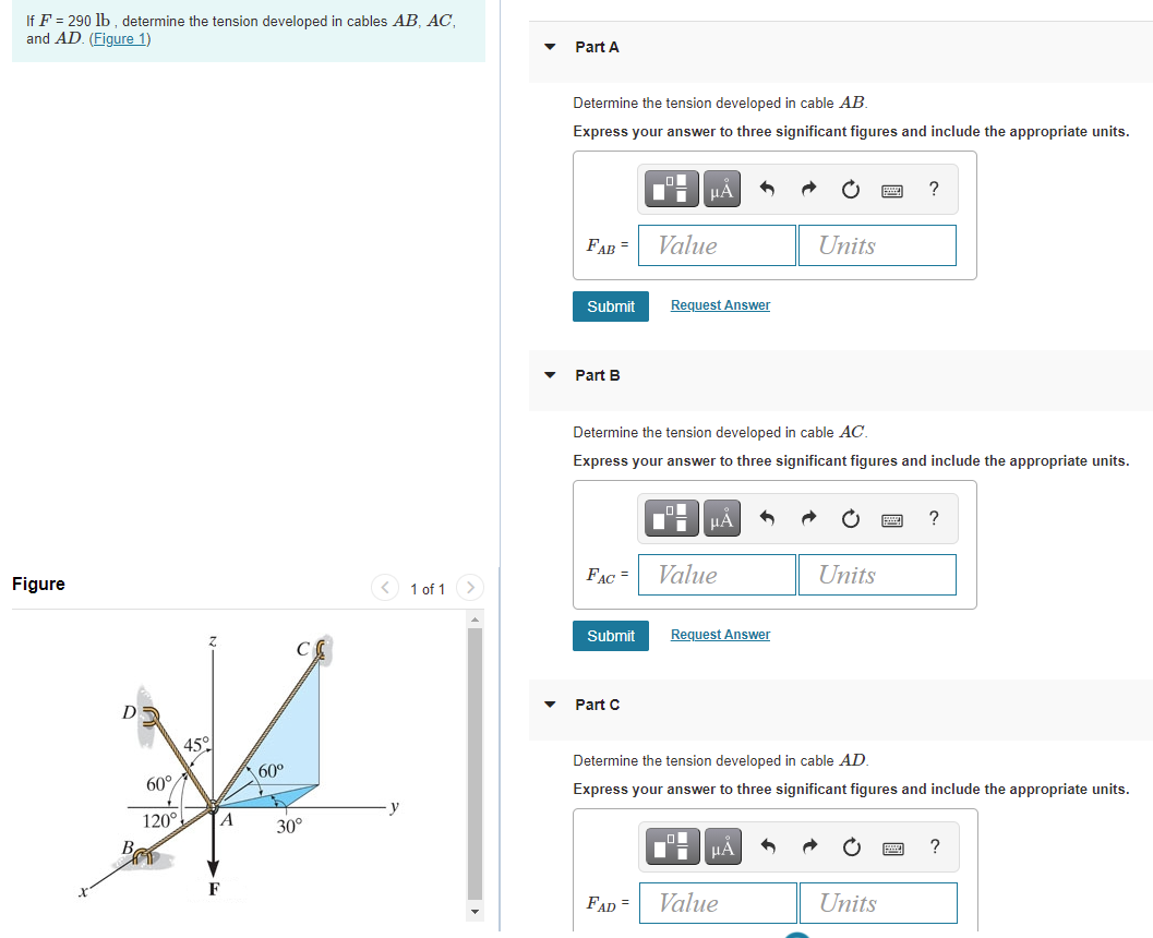 Solved If F = 290 lb, determine the tension developed in | Chegg.com