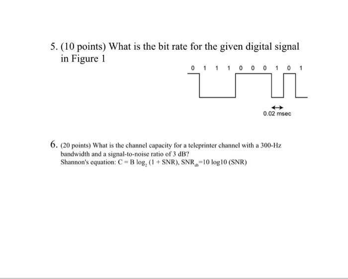 Solved What is the bit rate for the given digital signal in | Chegg.com