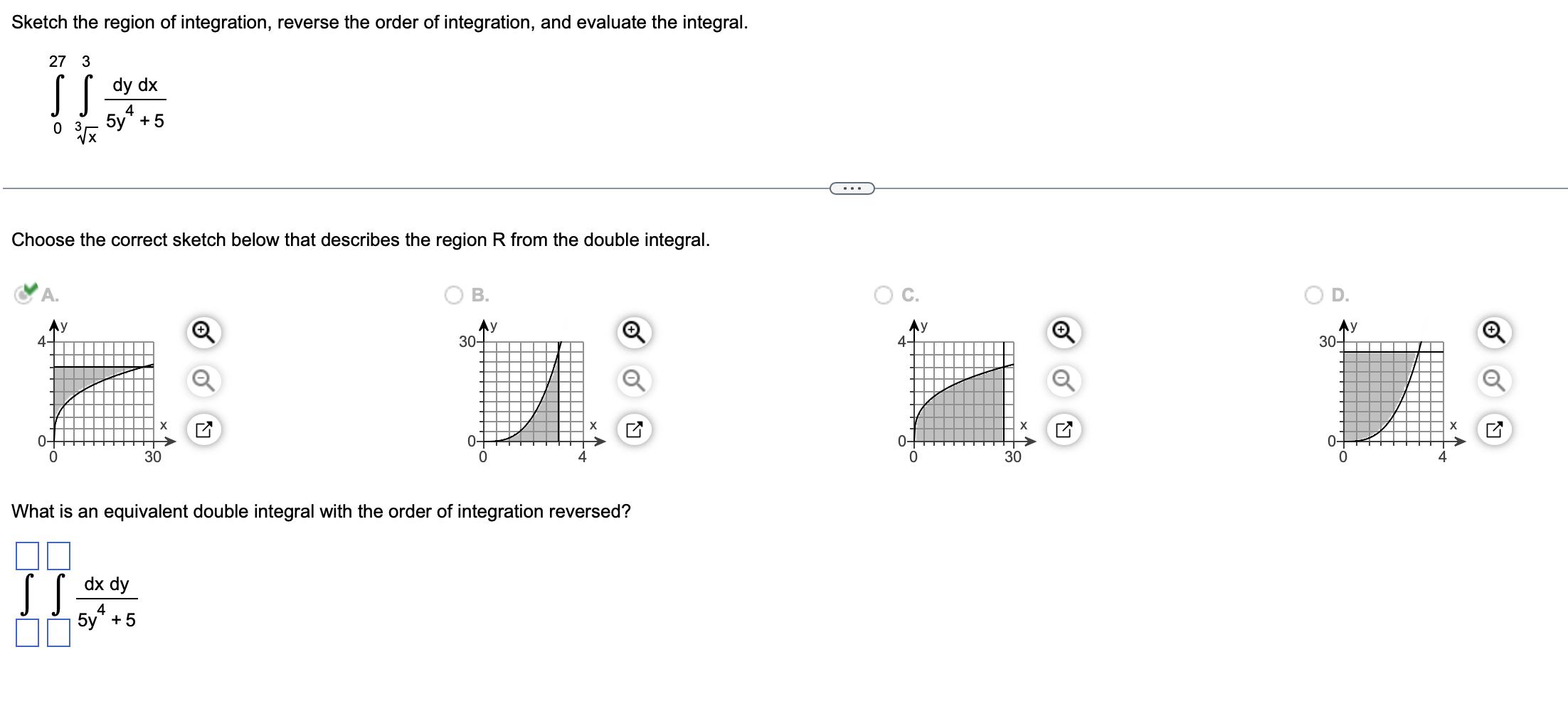 Solved Sketch the region of integration, reverse the order | Chegg.com