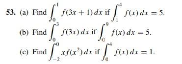 Solved 53. (a) Find 9 (b) Find [ f(3x+ f(3x + 1) dx if f(x) | Chegg.com