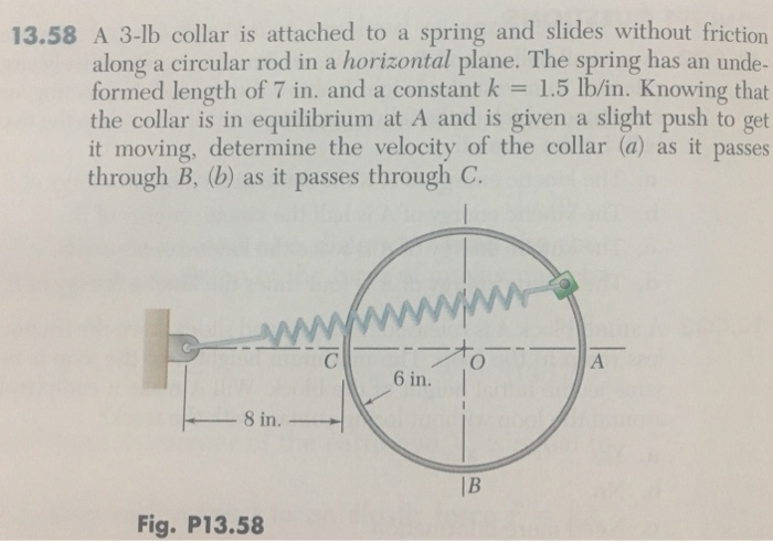 Solved 13.58 A 3-lb collar is attached to a spring and | Chegg.com