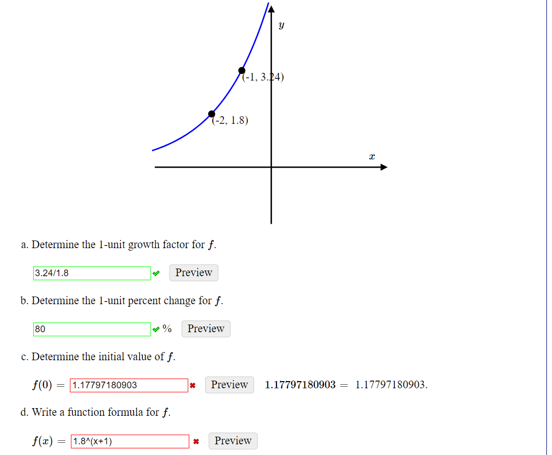 Solved a. Determine the 1-unit growth factor for f. b. | Chegg.com