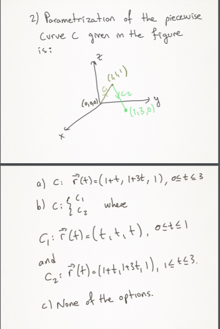 Solved 2) Parametrization of the piecewise Curve C given in | Chegg.com