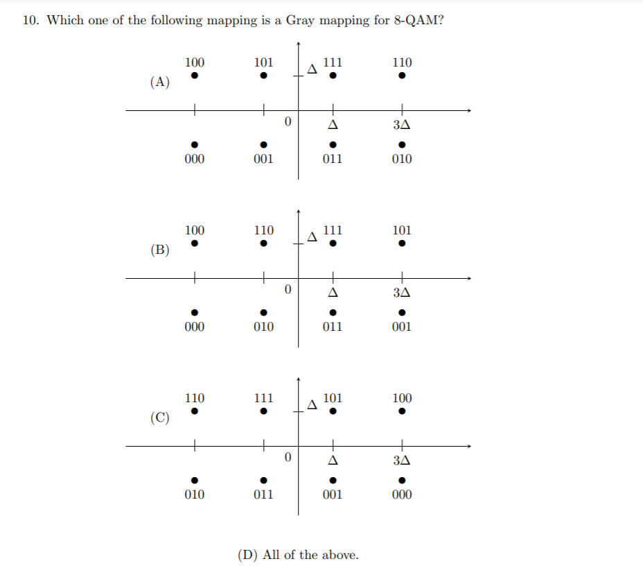 Solved 10. Which one of the following mapping is a Gray | Chegg.com
