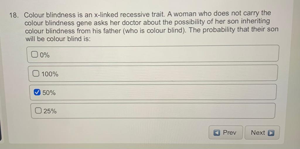 Solved Colour blindness is an x-linked recessive trait. A | Chegg.com