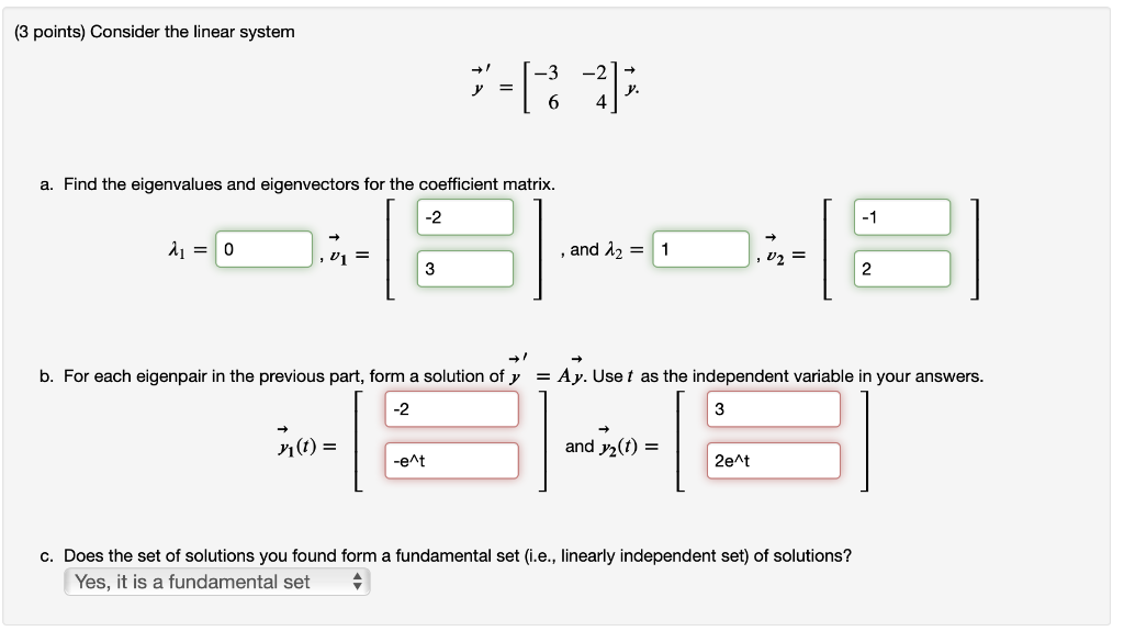 Solved (3 points) Consider the linear system a. Find the | Chegg.com