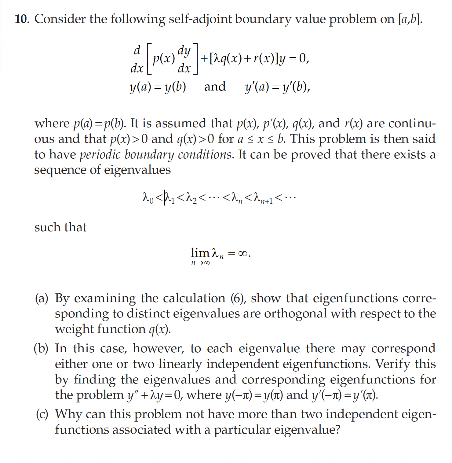 Solved Consider the following self-adjoint boundary value | Chegg.com