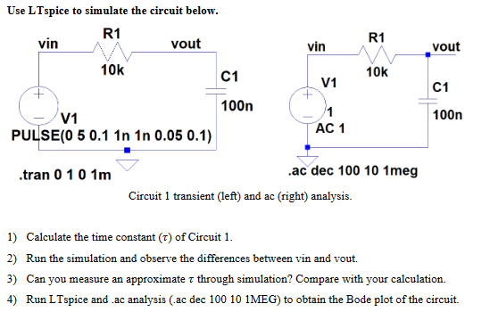Solved Use LTspice to simulate the circuit below. R1 vin | Chegg.com