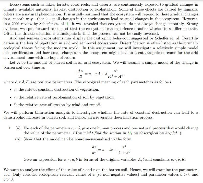 Solved Ecosystems such as lakes, forests, coral reefs, and | Chegg.com