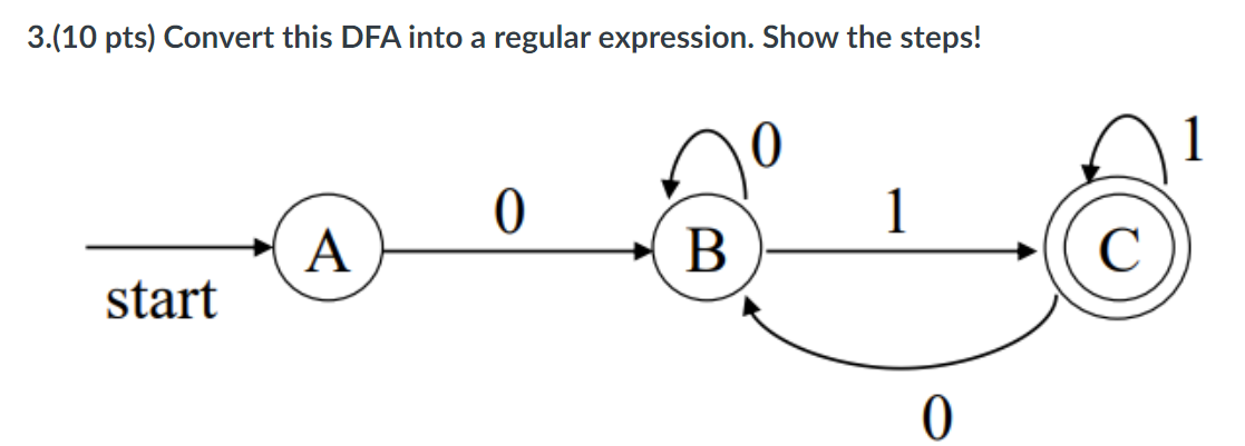 Solved 3.(10 pts) Convert this DFA into a regular | Chegg.com