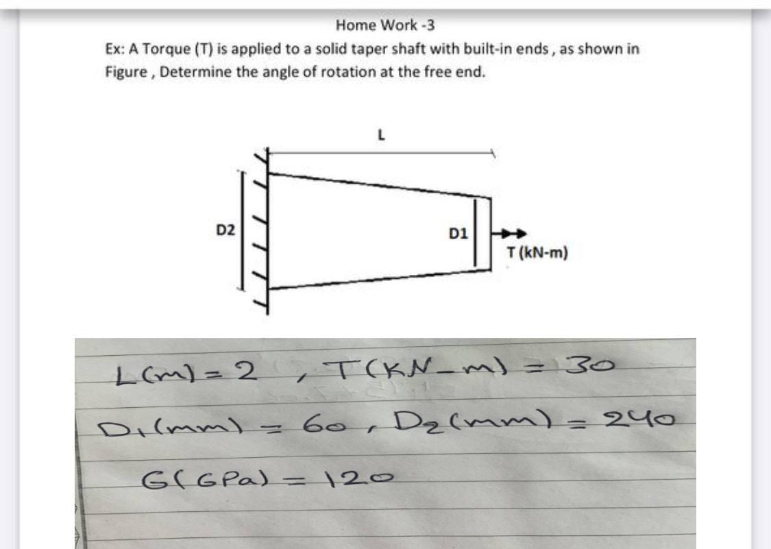 Solved Home Work - 3 Ex: A Torque (T) is applied to a solid | Chegg.com