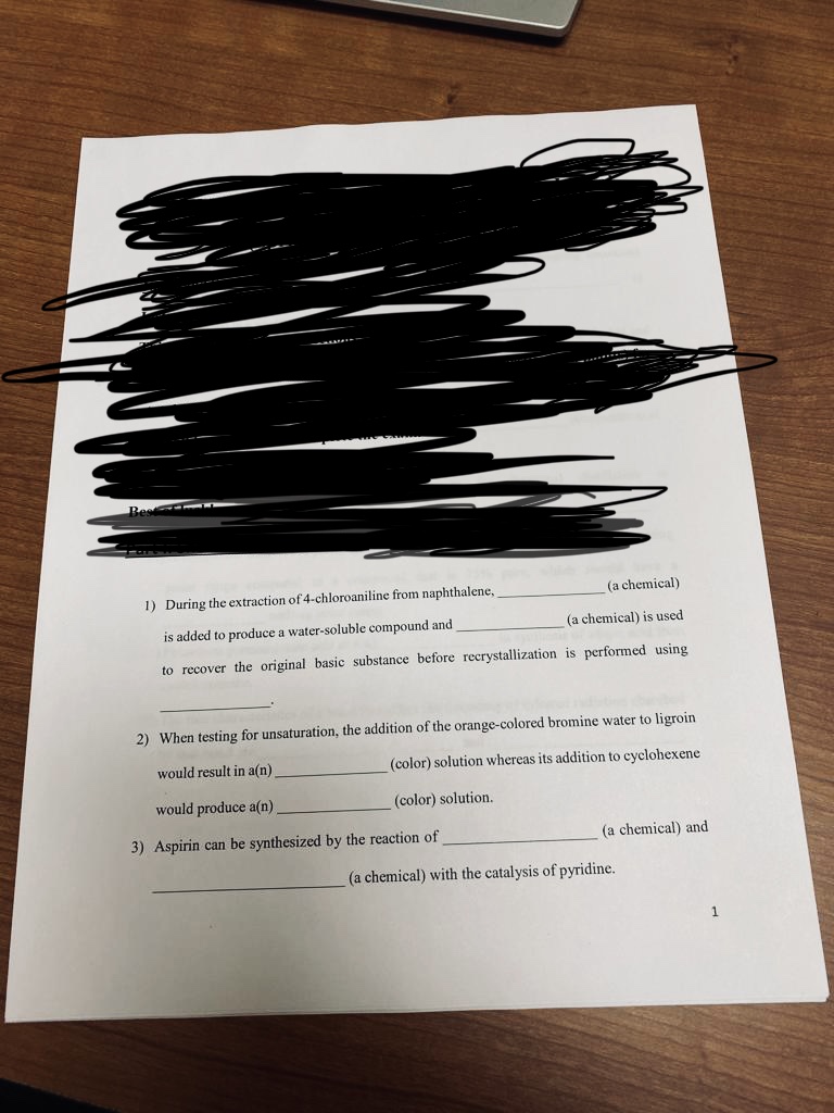 Solved 1) During the extraction of 4 -chloroaniline from | Chegg.com