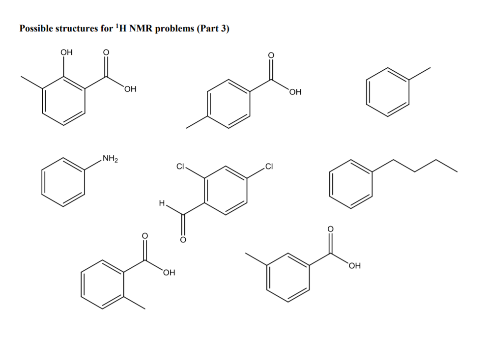 Solved Possible structures for 'H NMR problems (Part 3) ОН | Chegg.com