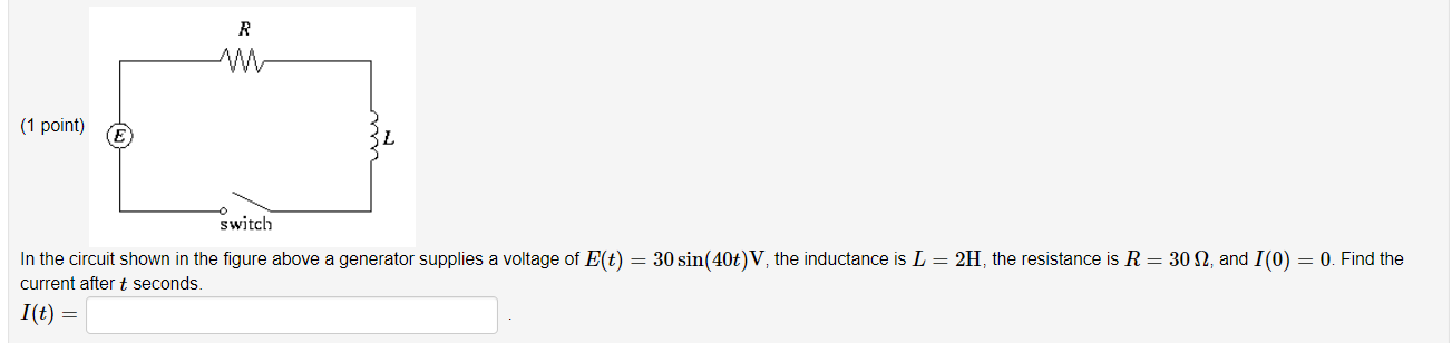 Solved R (1 point) switch In the circuit shown in the figure | Chegg.com
